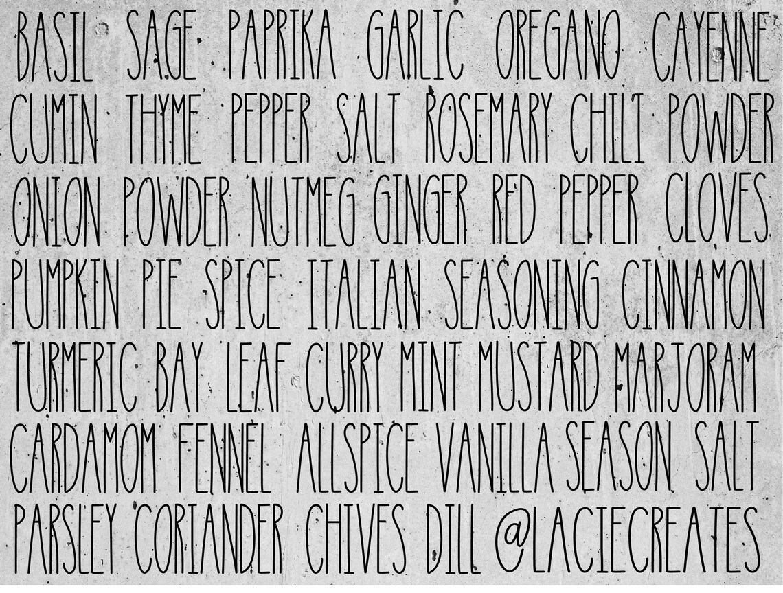 Kitchen Spice Labels - Cooking Spices + Seasonings Jar Labels - Pantry ...
