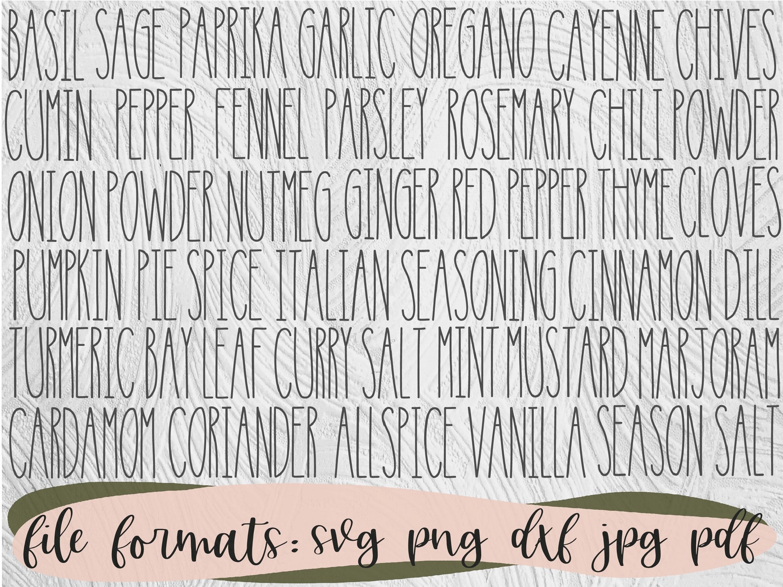 Kitchen Spice Labels - Cooking Spices + Seasonings Jar Labels - Pantry ...