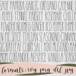 Kitchen Spice Labels - Cooking Spices + Seasonings Jar Labels - Pantry ...