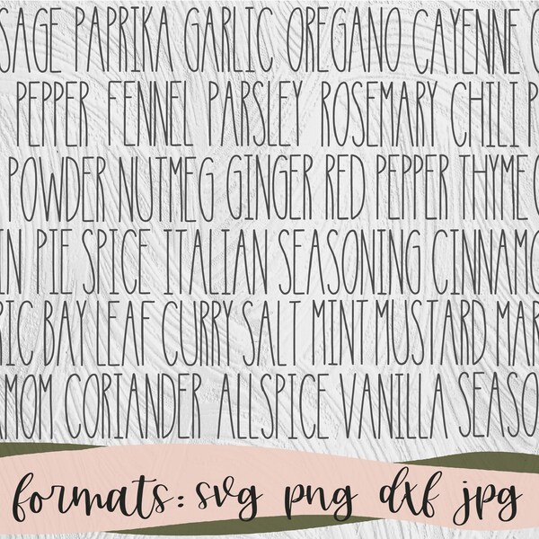 Spice Jar Label Svg - Etsy