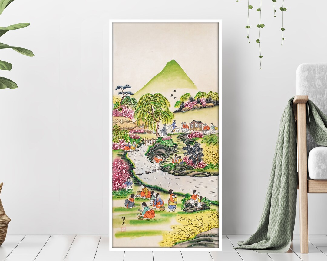 Korea Traditional Spring Folk Style Water Painting / Gift for Friend ...