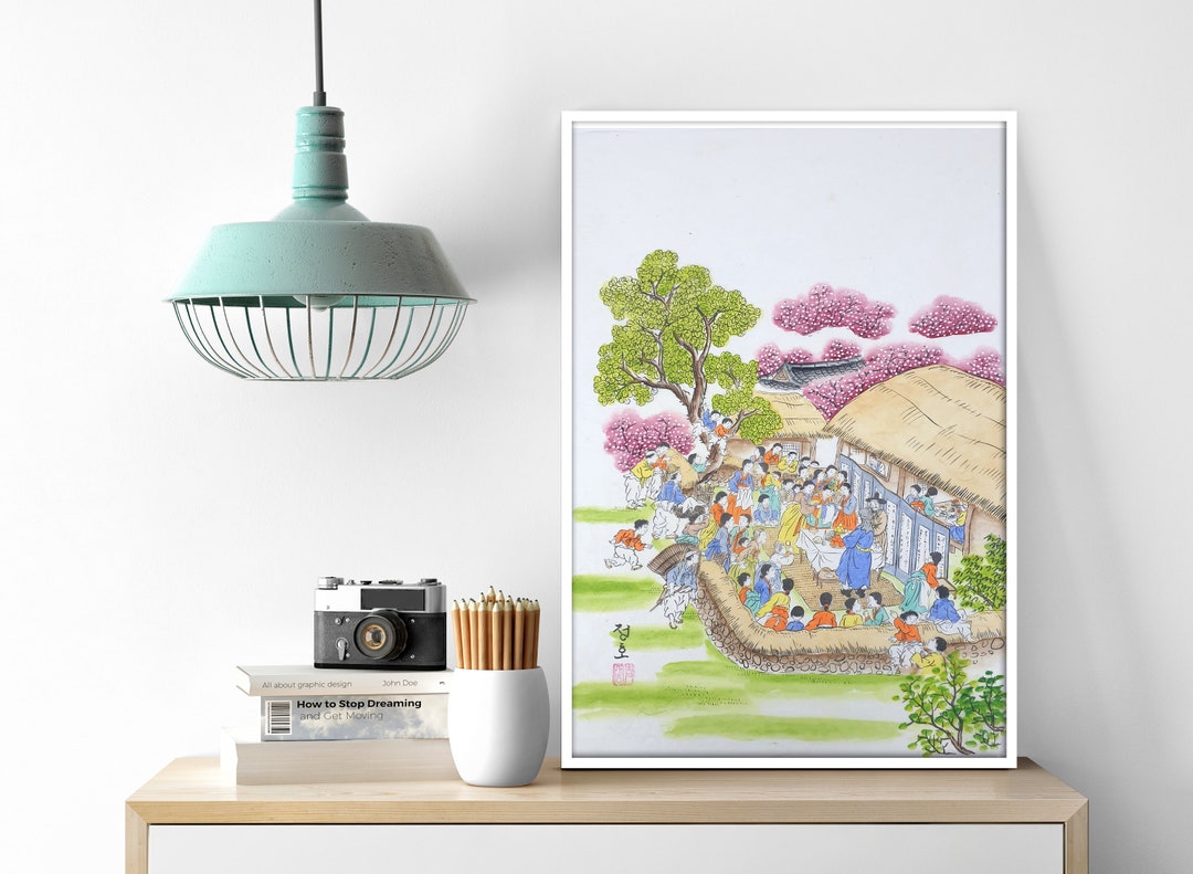 Korea Traditional Spring Folk Style Water Painting Gift Friend ...