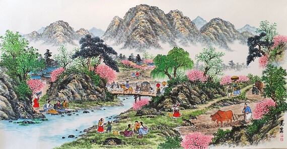 Wall Paintings Spring Landscape Folk Style Water Paintings / - Etsy