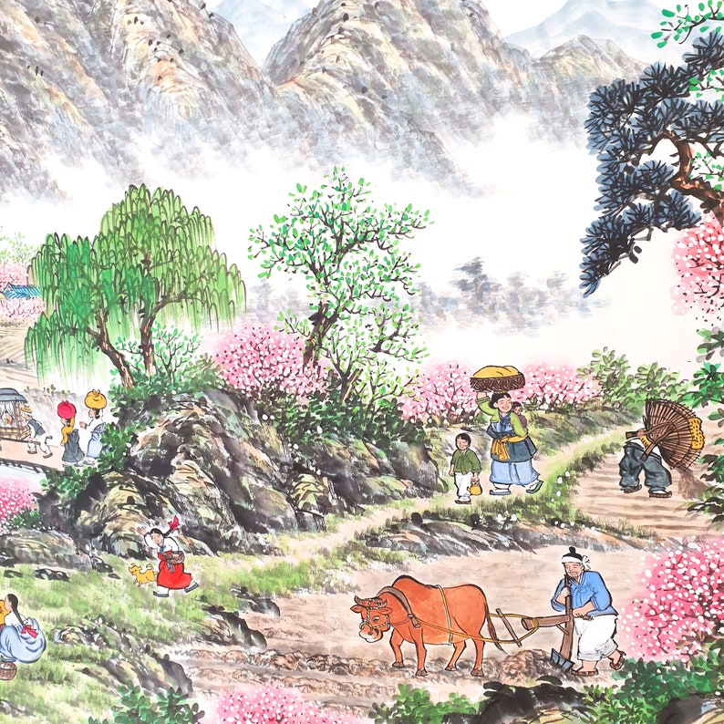 Wall Paintings Spring Landscape Folk Style Water Paintings / - Etsy