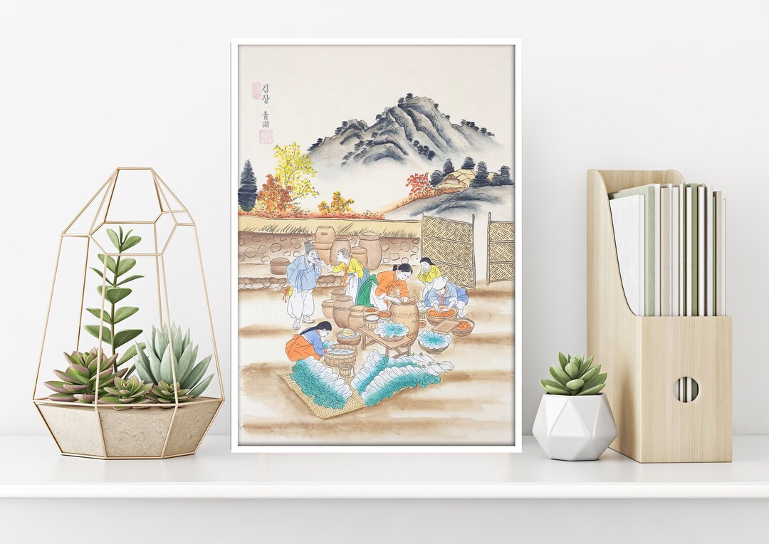 Korean Autumn Landscape Painting: Kimchi Making Art - Etsy