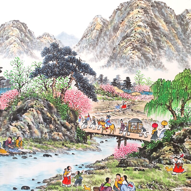 Wall Paintings Spring Landscape Folk Style Water Paintings / - Etsy