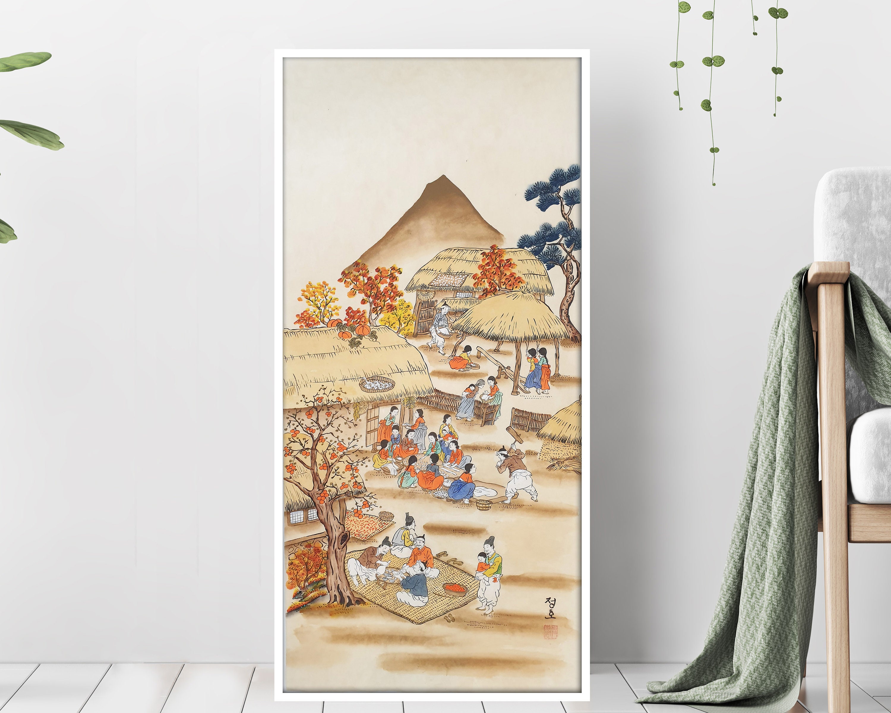 Korean Autumn Landscape Painting: Traditional Folk Art (33x70 Cm ...