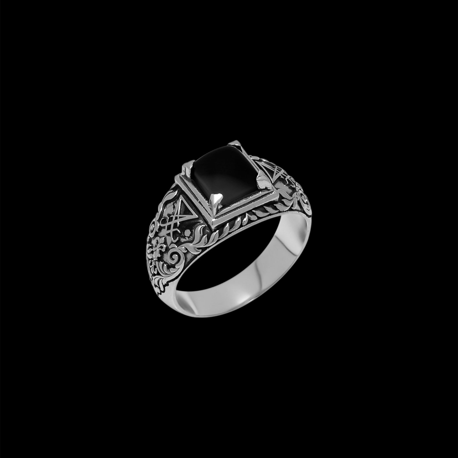 925 Onyx Sigil of Lucifer Ring Seal of Satan Ring Lucifer | Etsy