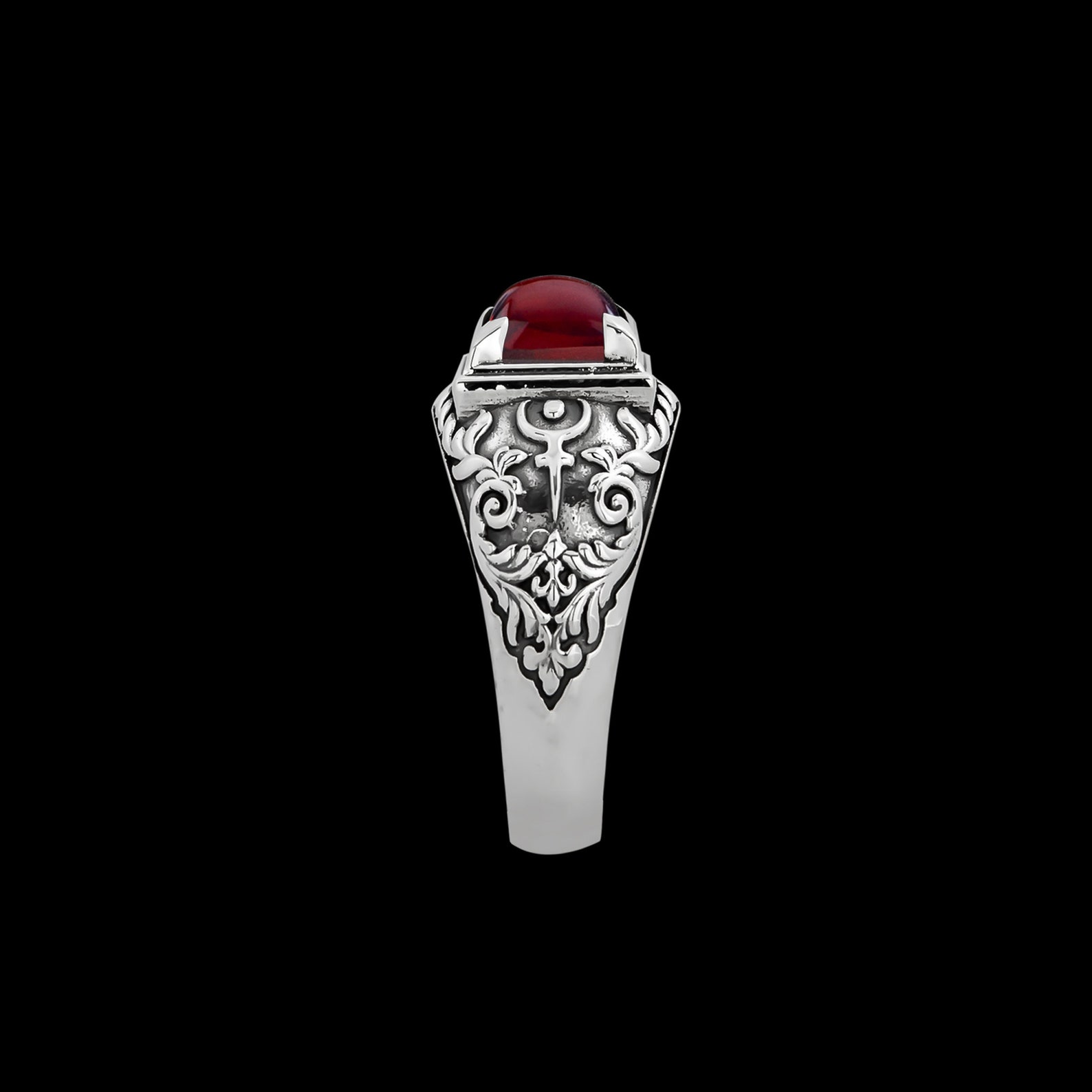 925 Garnet Hades Ring Hades Signet Ring Pluto Ring - Etsy