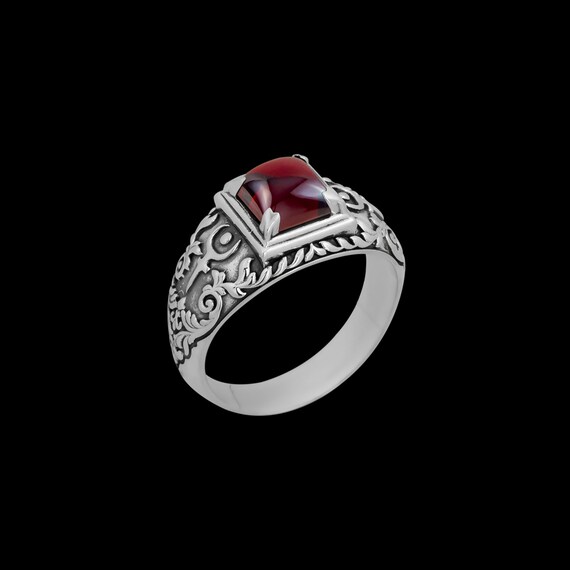 925 Garnet Hades Ring Hades Signet Ring Pluto Ring - Etsy