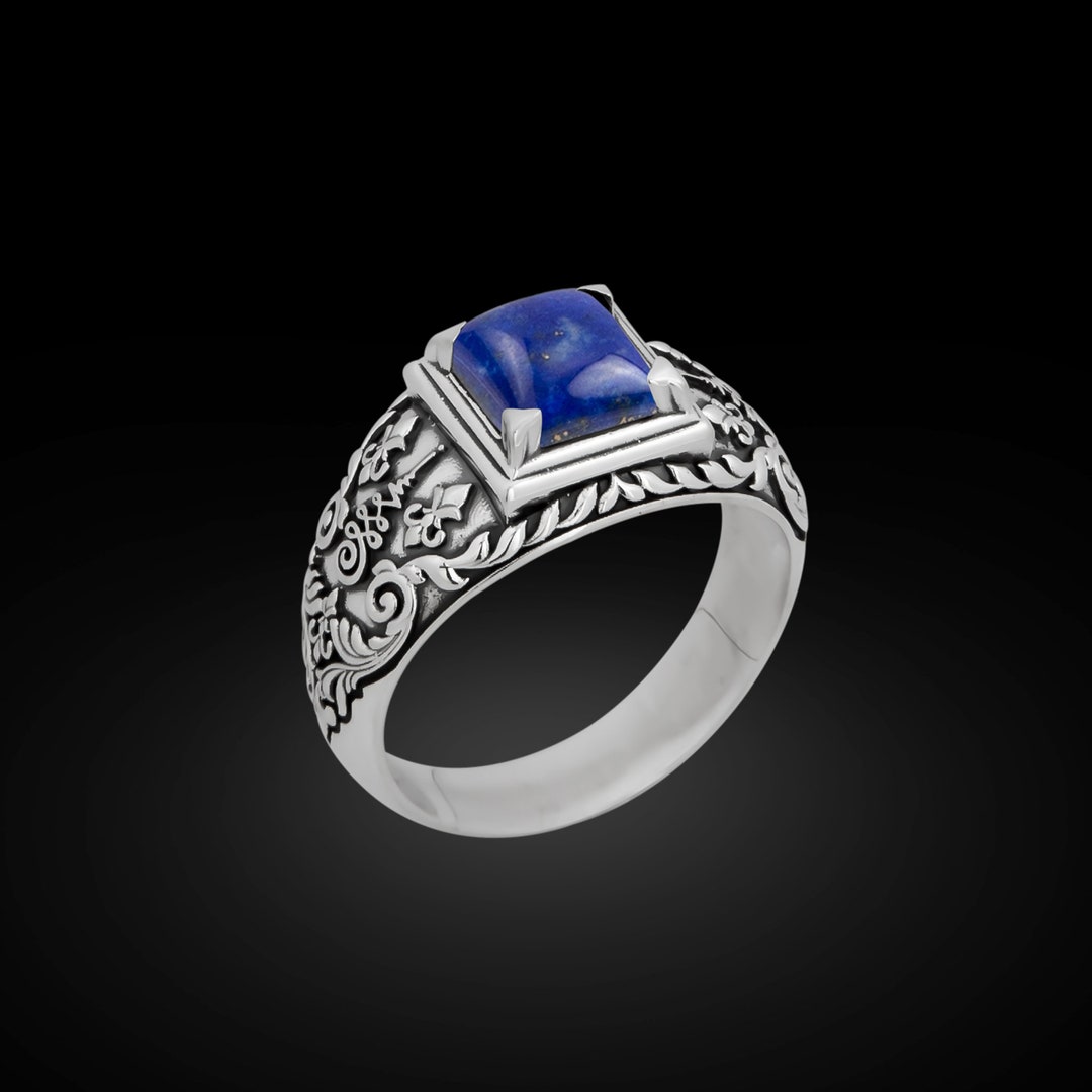 925 Lapis Unalome Ring, Unalome Tattoo Ring, Unalome Symbol ...