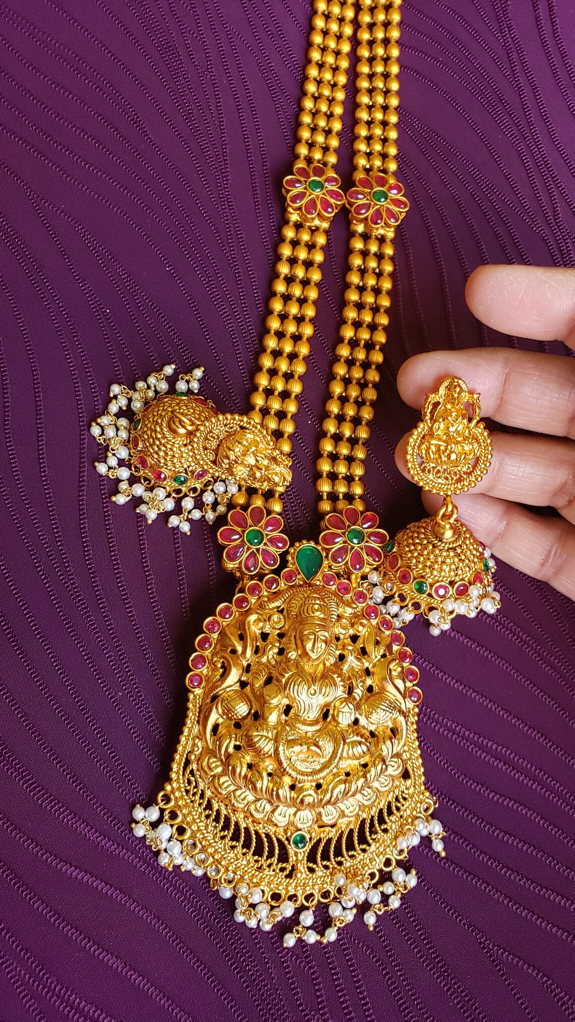 Lakshmi Long Haar Antique Gold Temple Jewellery Bridal - Etsy