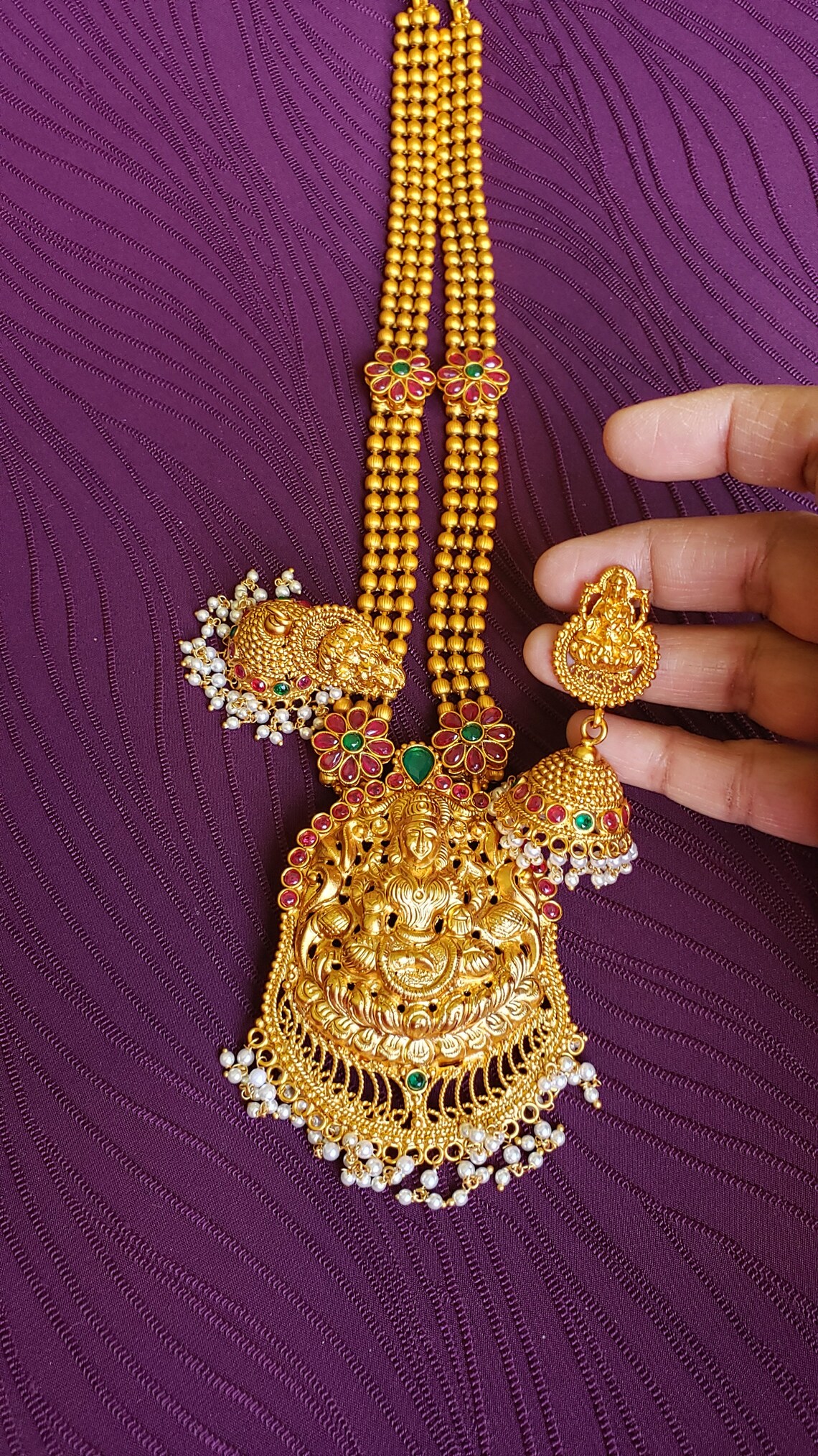 Lakshmi Long Haar Antique Gold Temple Jewellery Bridal - Etsy