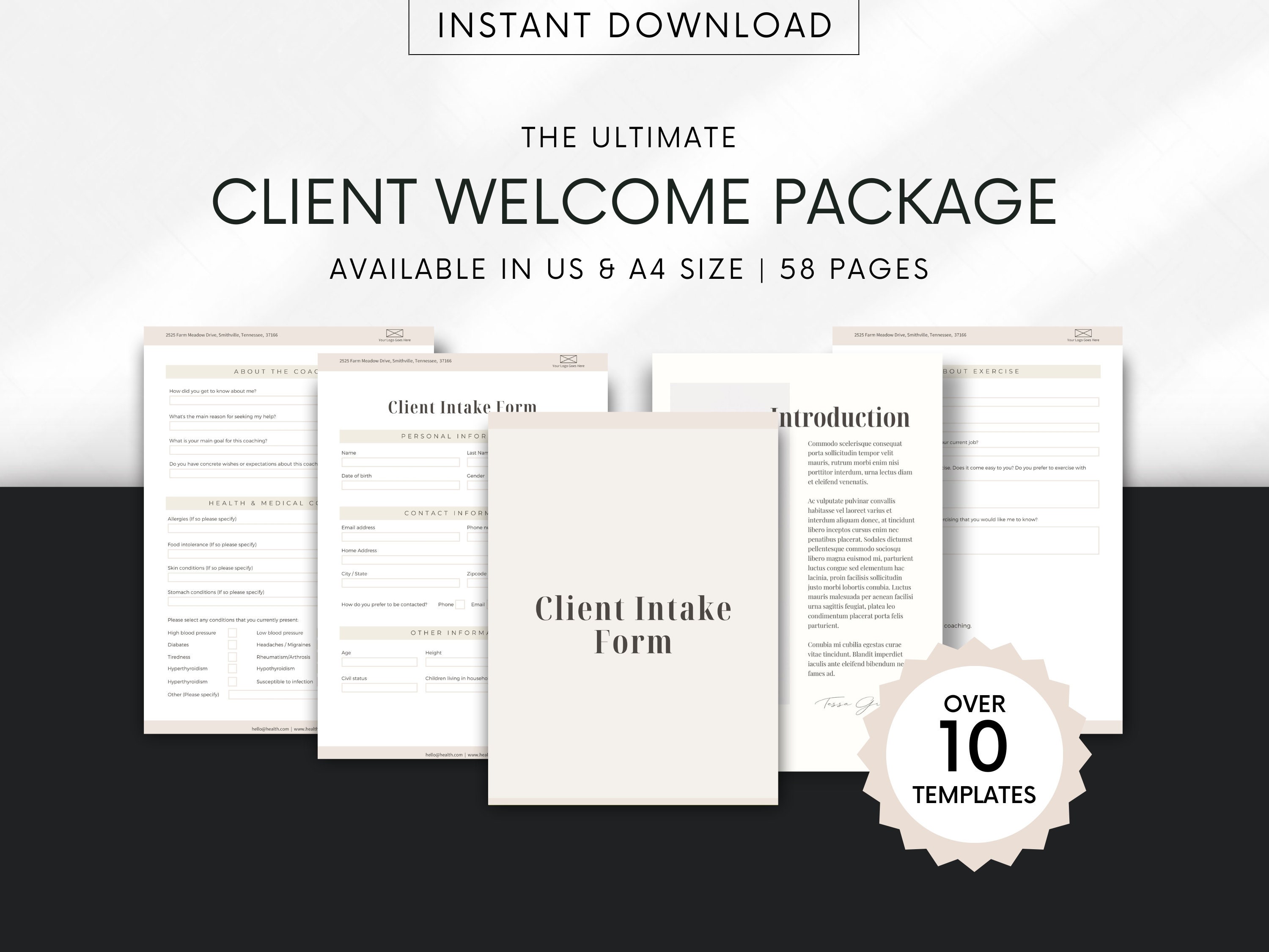 Client Intake Form | Health History Form | Patient Information Form ...