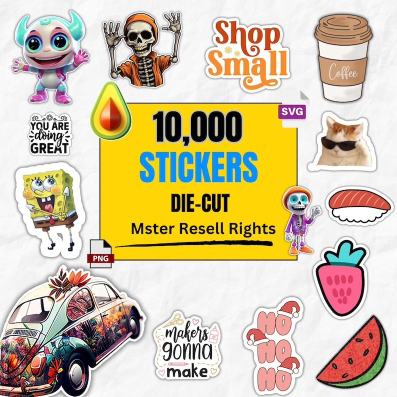 10.000 Sticker Designs Bundle Digital Sticker Pack Stickers Bundle ...