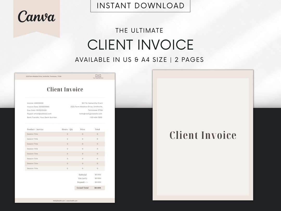 Client Invoice Template - Etsy