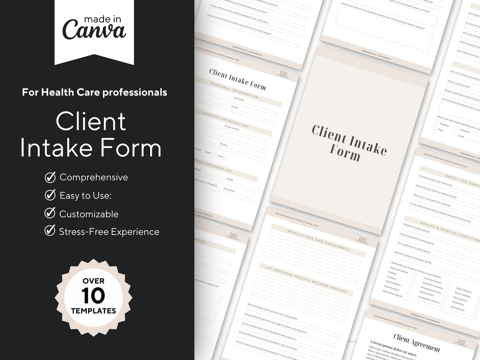 Client Intake Form | Health History Form | Patient Information Form ...