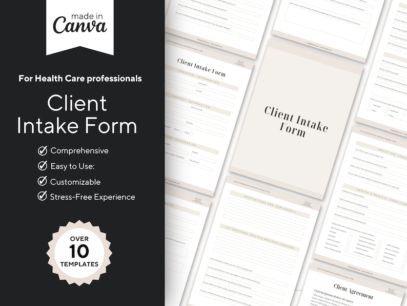 Client Intake Form | Health History Form | Patient Information Form ...