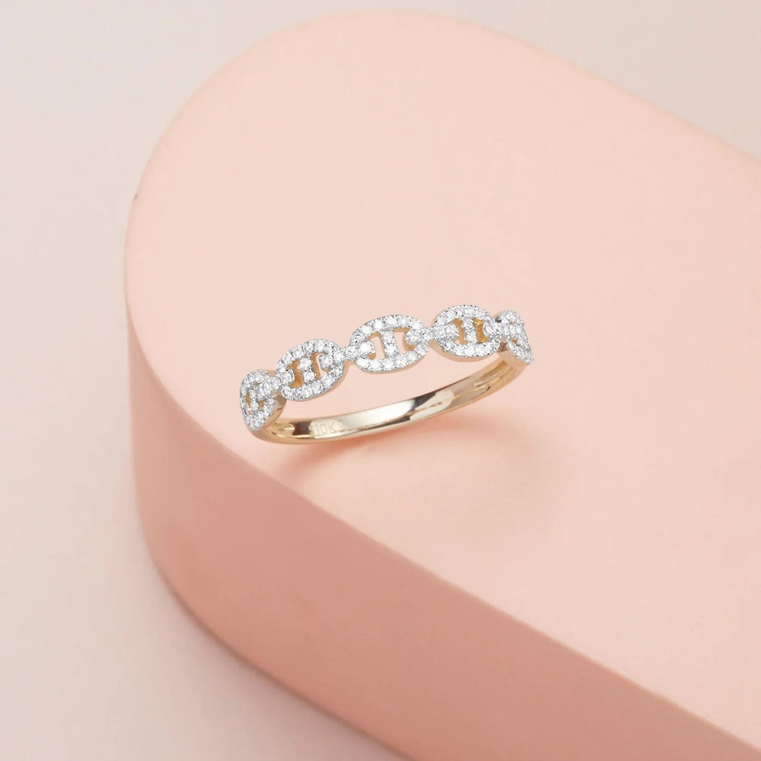 Chain Link Ring, Diamond Wedding Band, Diamond Link Ring, Cable Chain ...