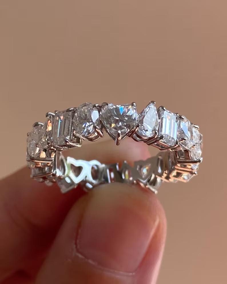 Multi Diamond Band, Lab Grown Diamond Wedding Band, Fancy Diamond ...