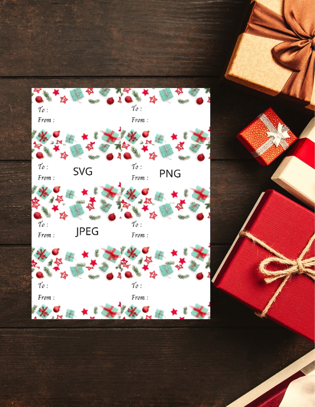 Large Christmas Gift Tags 8 per Sheet To/from With Lots of - Etsy