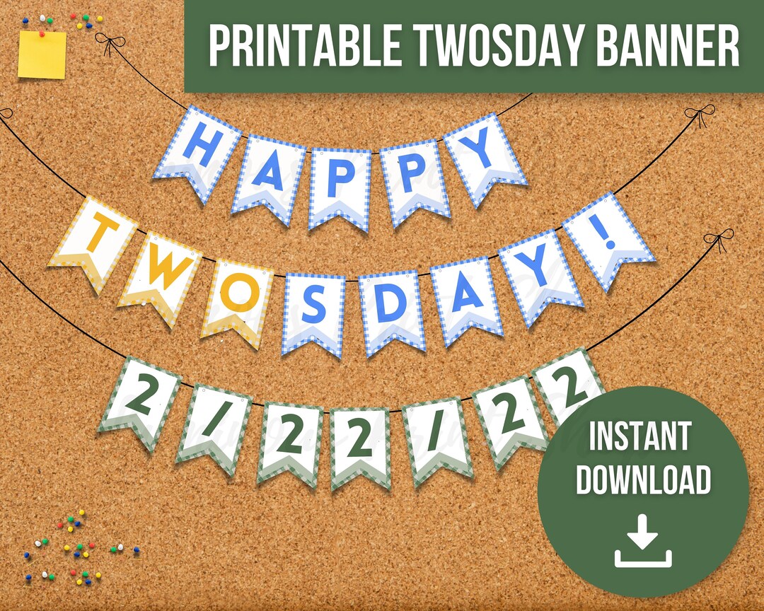 Twosday Printable Banner | Happy Twosday | 2sday Banner | 2-22-22 ...