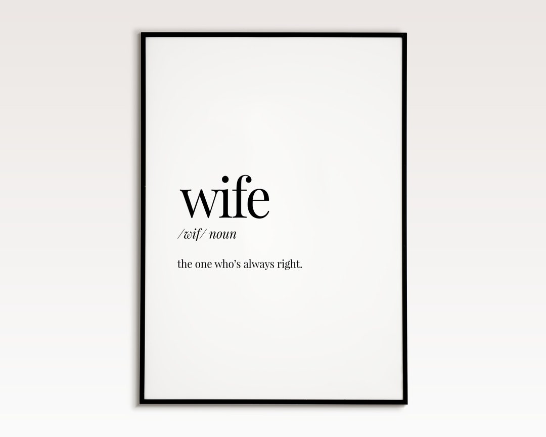 Wife Definition Poster Minimalist Modern Print Art Personalized Gift ...