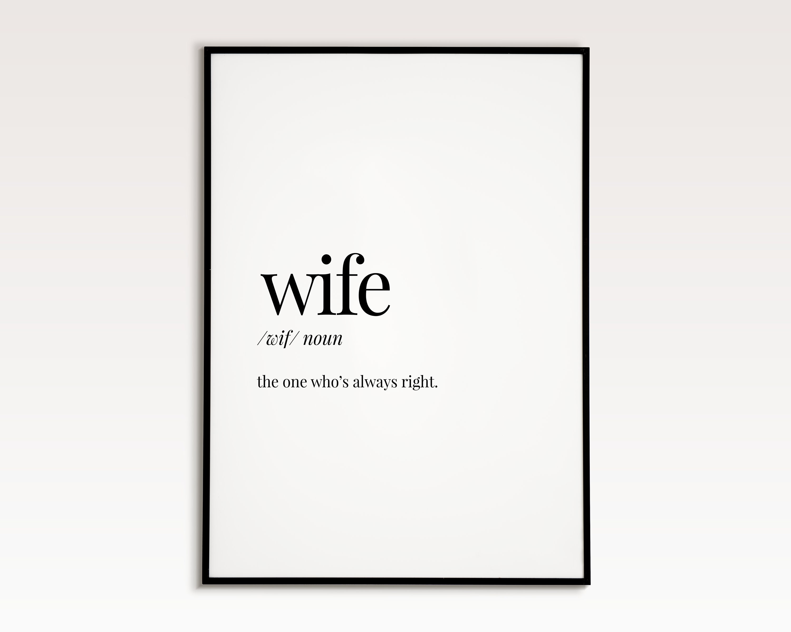 Wife Definition Poster Minimalist Modern Print Art Personalized Gift ...