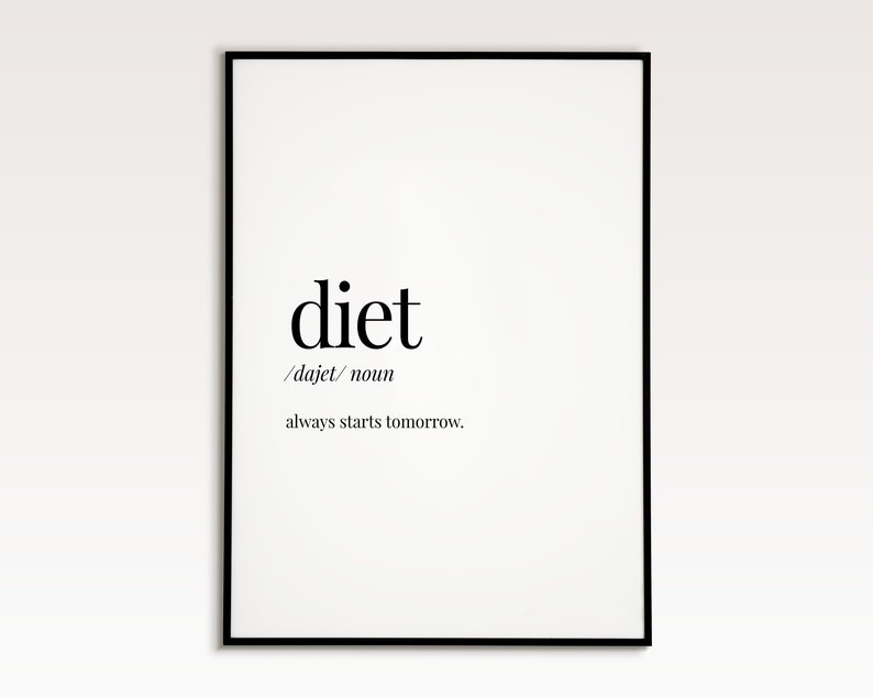 Diet Funny Definition Poster Gift Idea Humorous Wall Art Minimalist ...