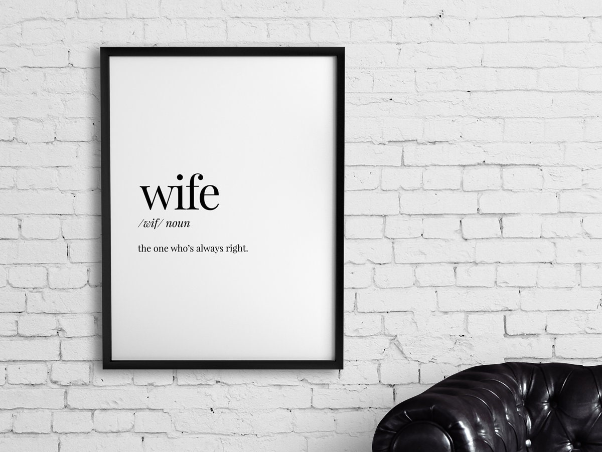 Wife Definition Poster Minimalist Modern Print Art Personalized Gift ...