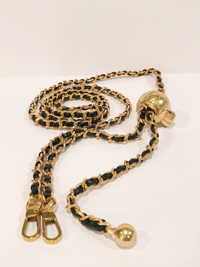 Gold-tone Chain Bag Strap With Leather for Chanel Replacement - Etsy ...