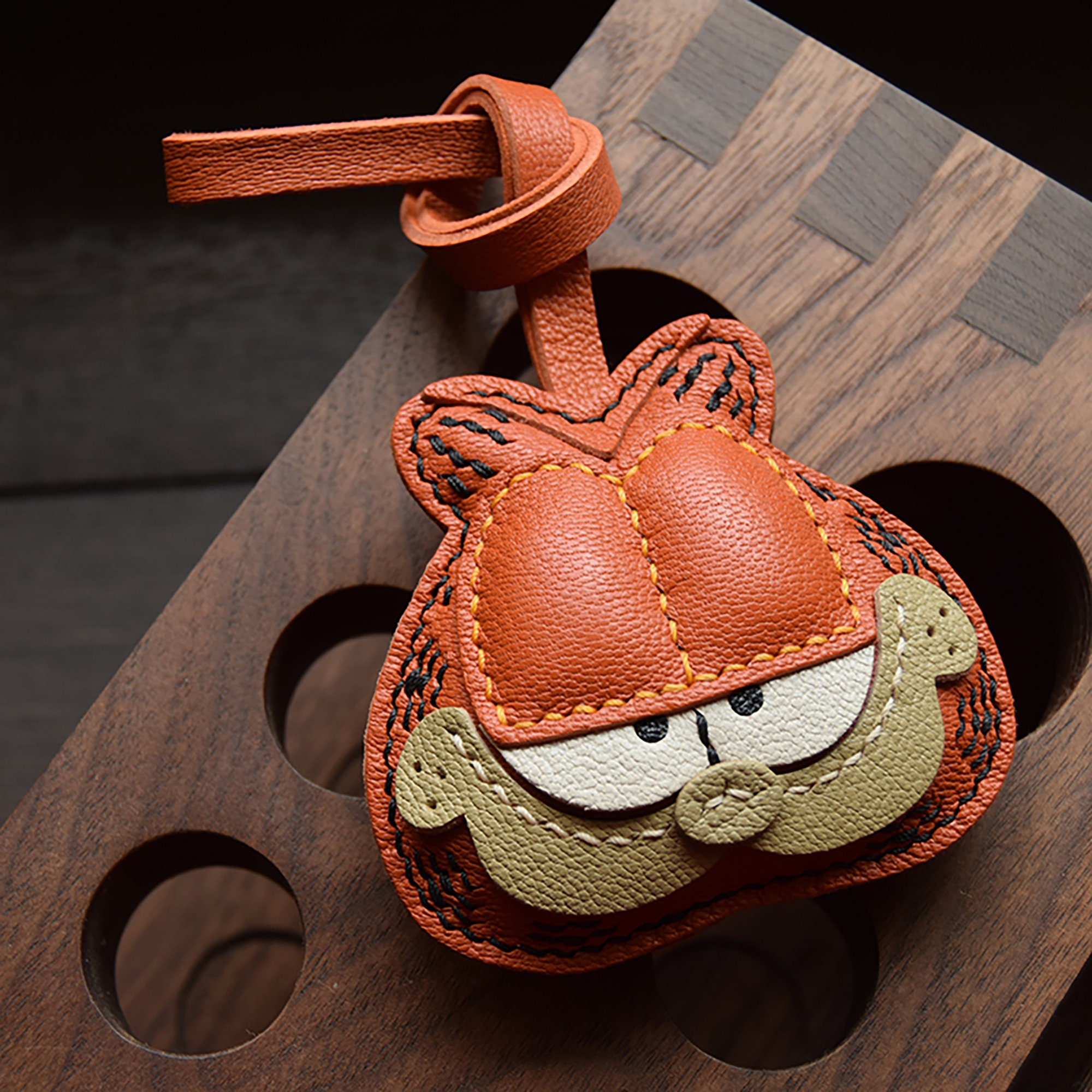 Leather Keychain / Garfield Keychain / Orange Cat Bag Pendant ...