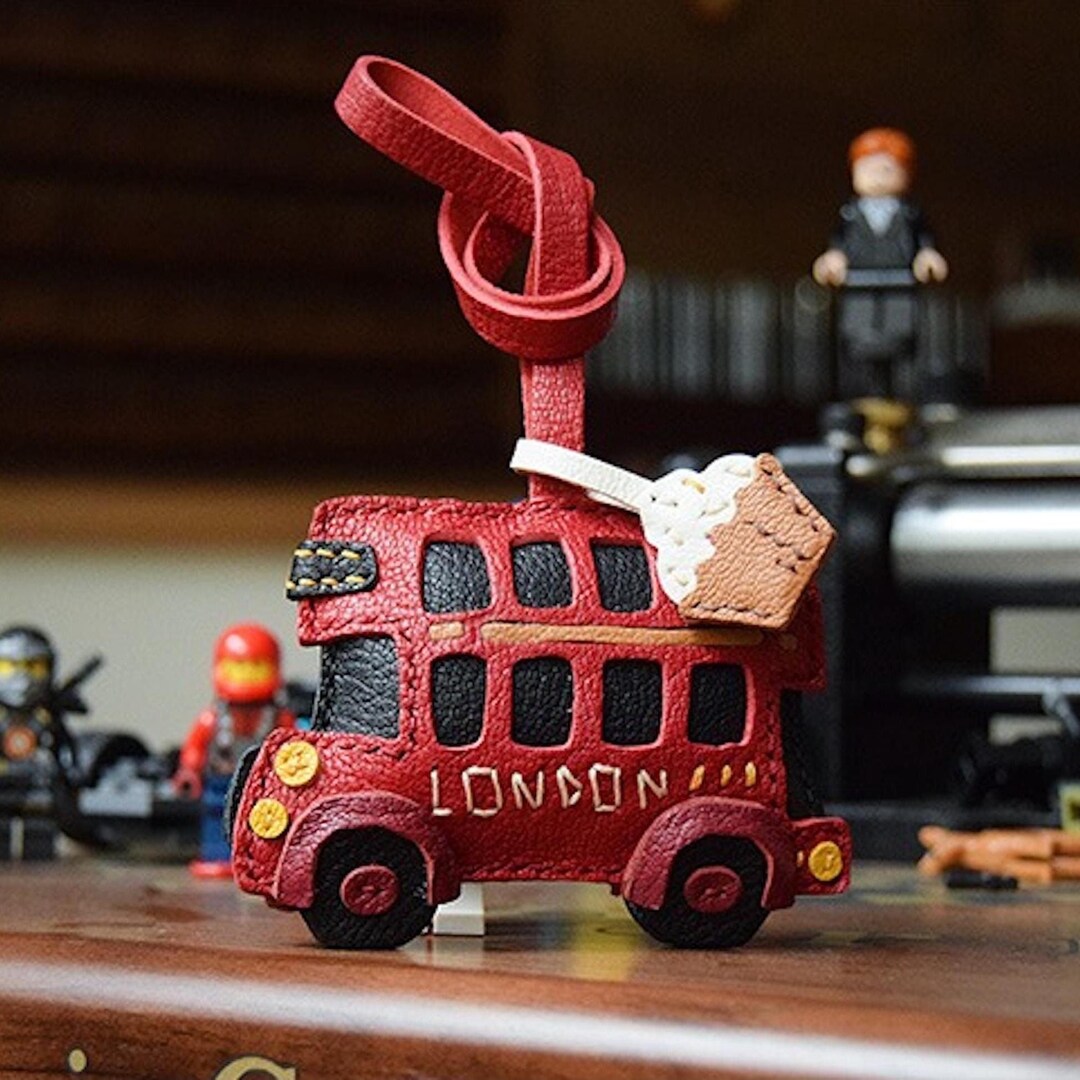 Handmade Leather London Bus Keychain, Bag Charm - Etsy