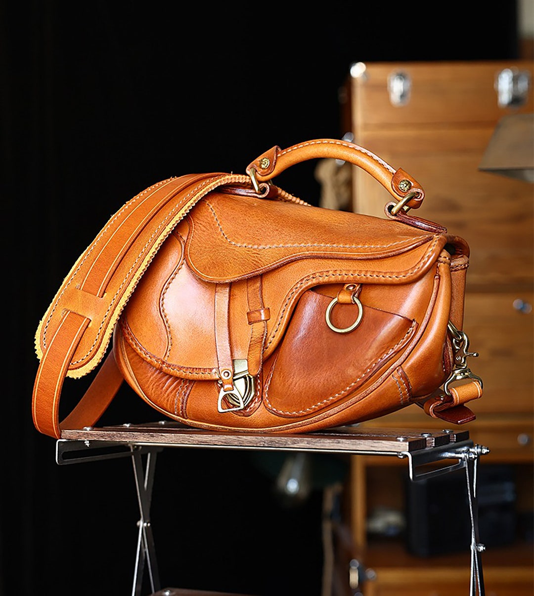 Handmade Leather Saddle Bag, Adjustable Crossbody Handbag - Etsy