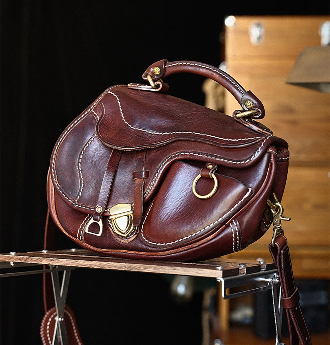 Handmade Leather Saddle Bag, Adjustable Crossbody Handbag - Etsy