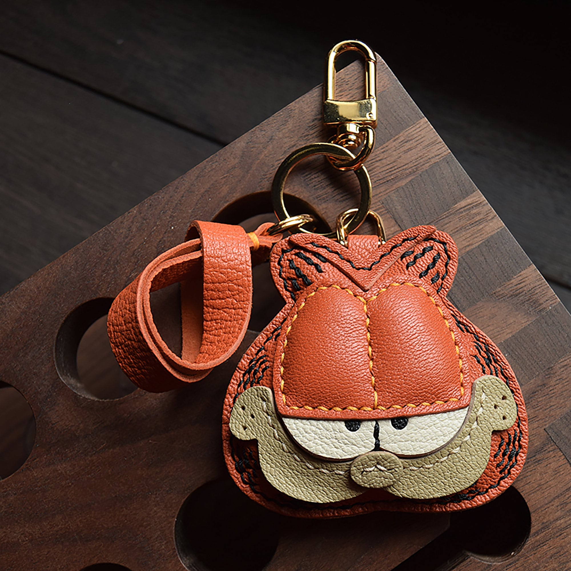 Leather Keychain / Garfield Keychain / Orange Cat Bag Pendant ...