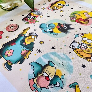 The Simpsons Inspired, Tattoo Flash Sheet, Art Print - Etsy