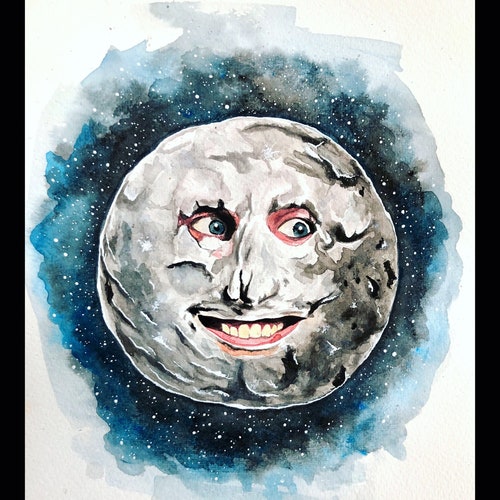 The Moon the Mighty Boosh Inspired Watercolour Print - Etsy