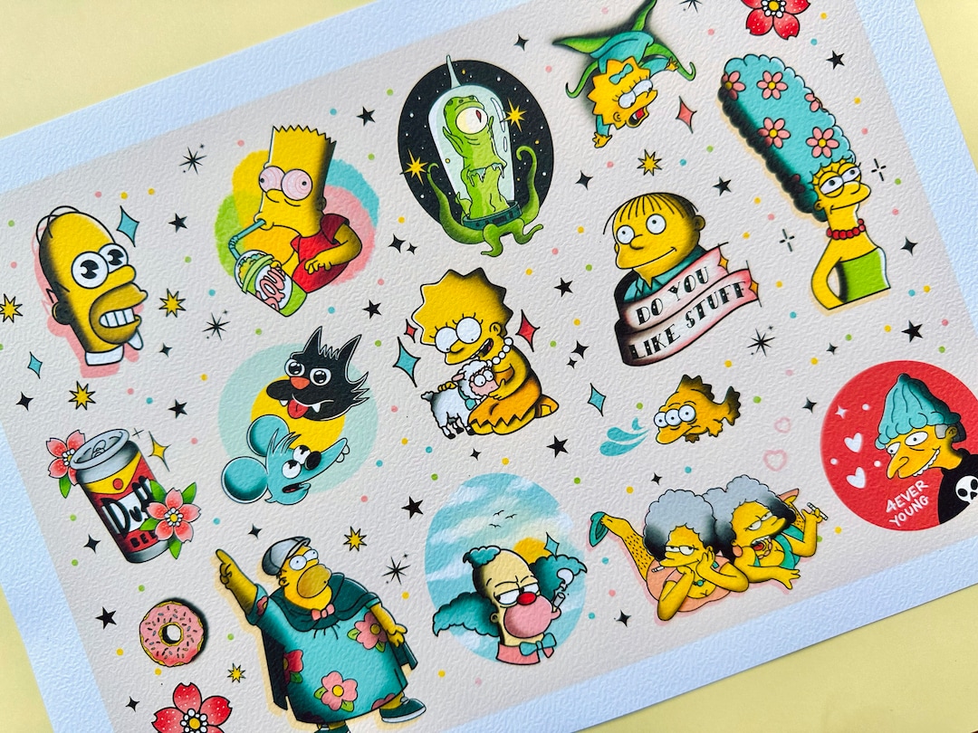 The Simpsons Inspired, Tattoo Flash Sheet, Art Print - Etsy