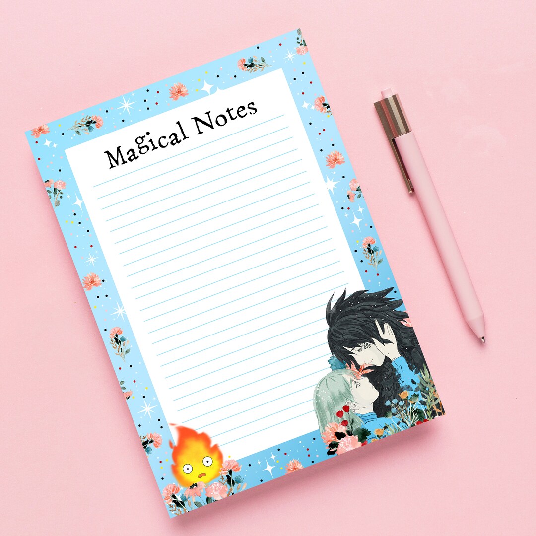 Cute Magical Japanese Amie Inspired, Floral, Fire Demon, A5 Notepad ...