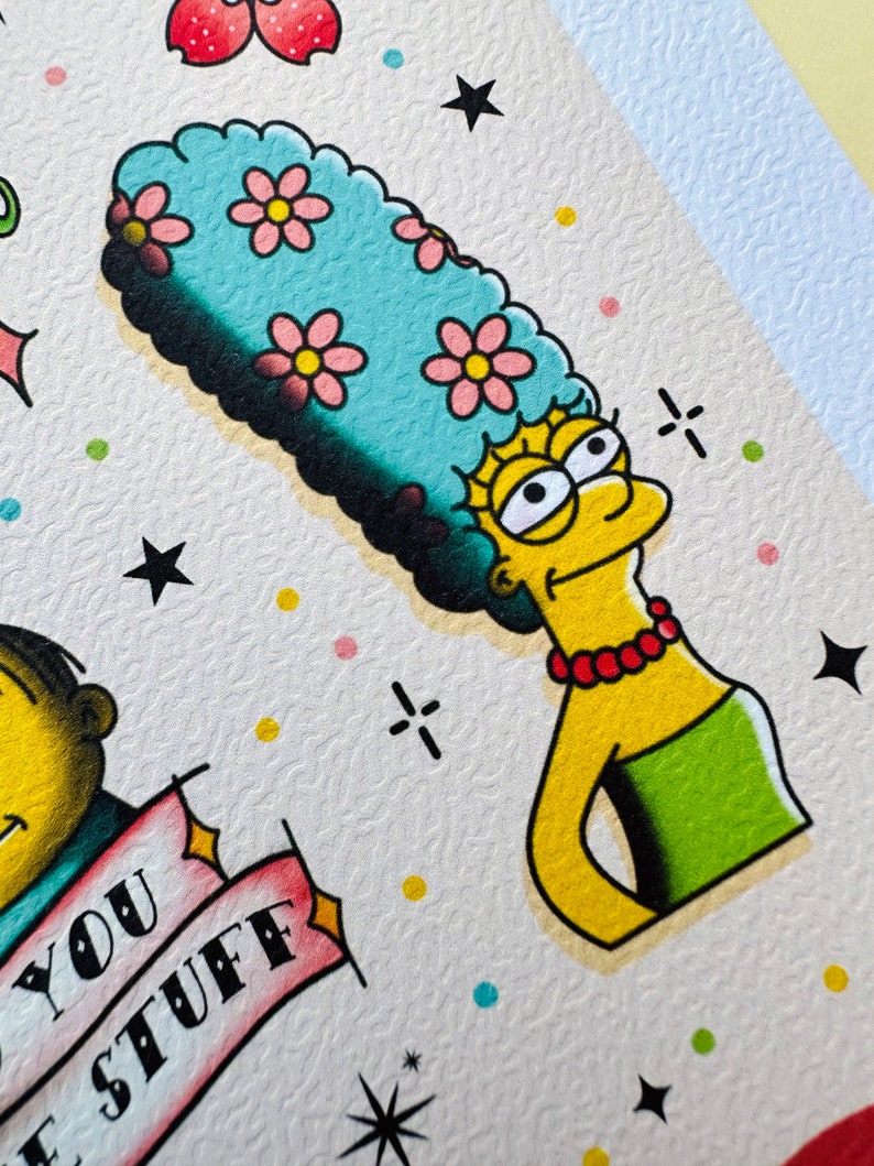 The Simpsons Inspired Tattoo Flash Sheet Art Print - Etsy