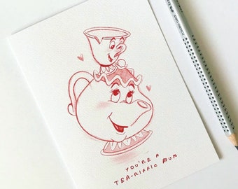 Mrs Potts Mothers Day Card, Beauty and the Beast Mother's Day Card, Mrs ...