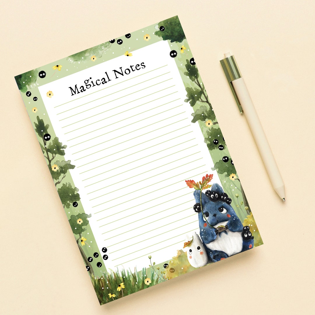 Cute Magical Notes, Japanese Forest Spirits, A5 Notepad, Stationery - Etsy