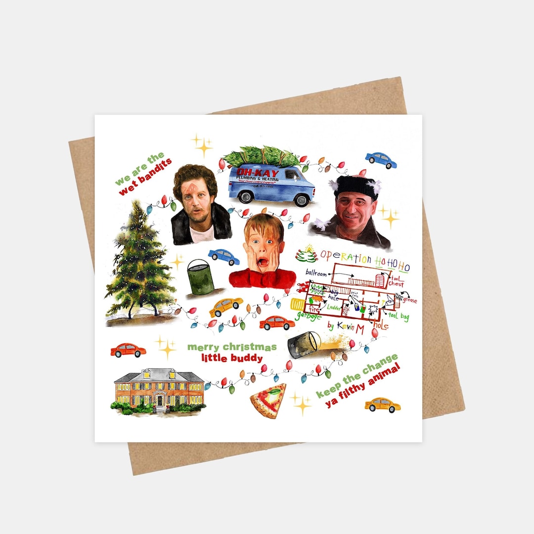 Home Alone, Christmas Card, Illustrated Card - Etsy