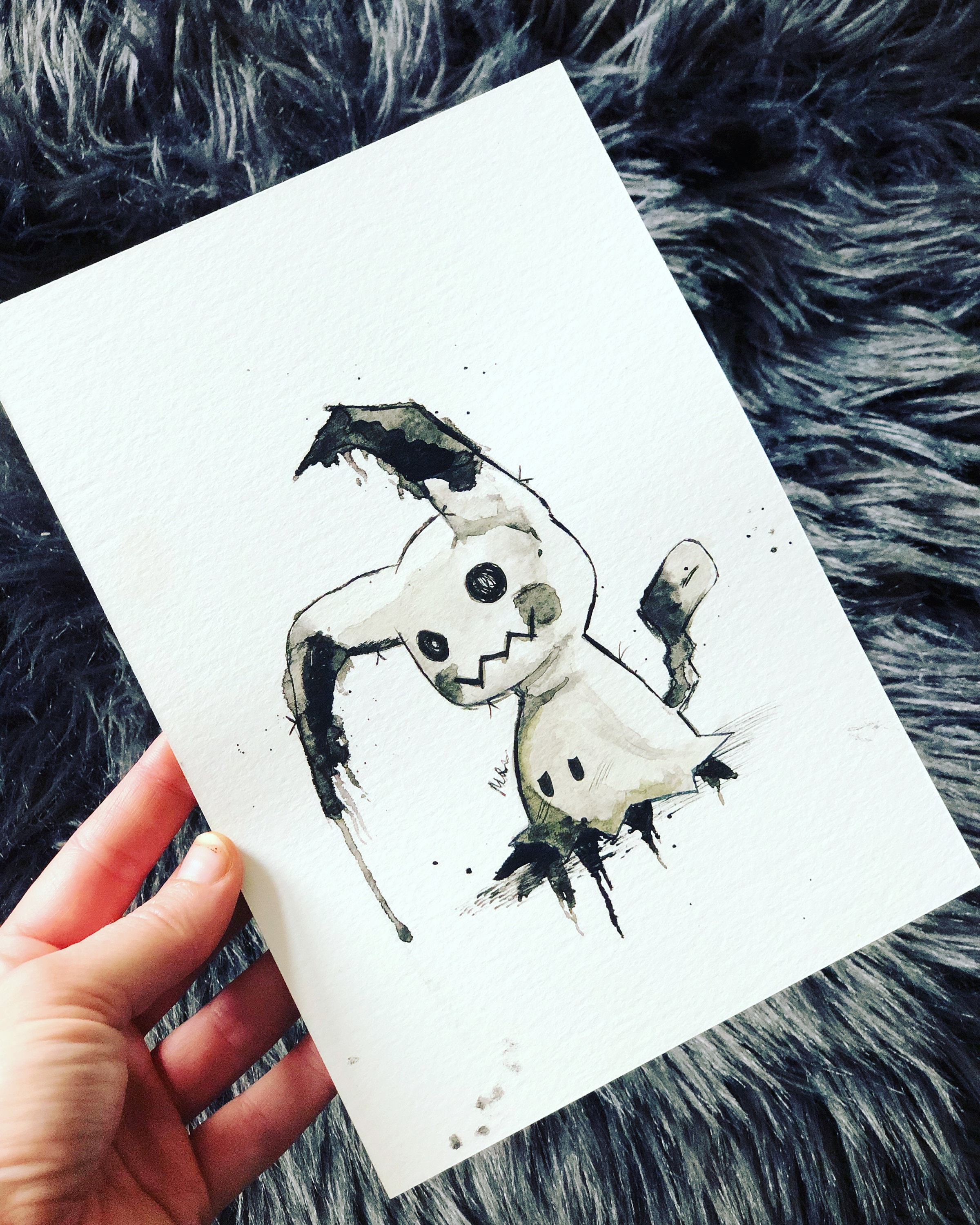 Creepy Mimikyu Inspired Watercolour Print - Etsy UK