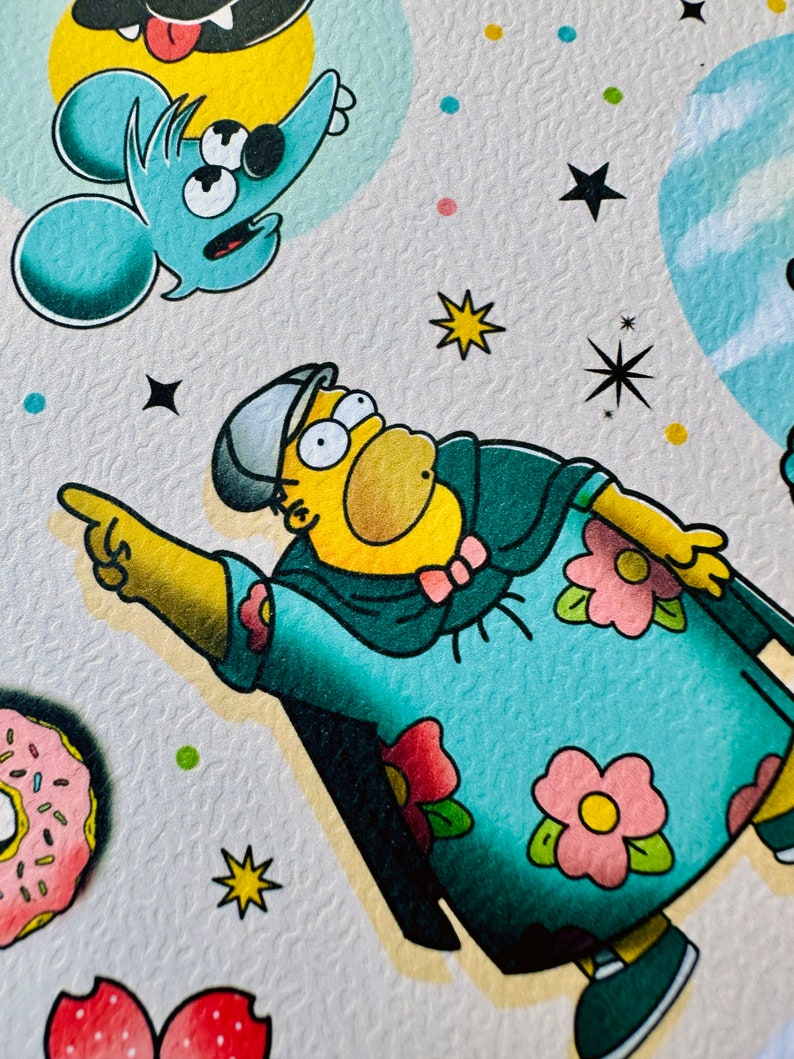 The Simpsons Inspired Tattoo Flash Sheet Art Print - Etsy