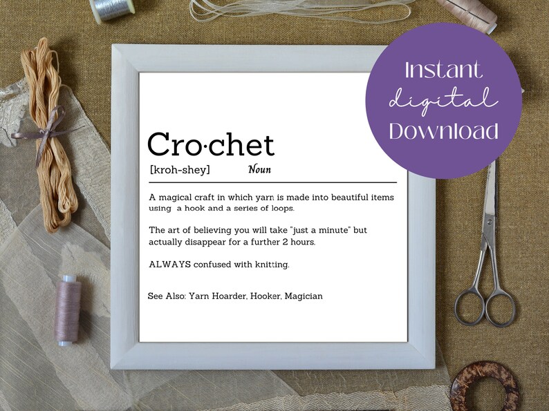 Crochet Wall Art, Crochet Printable, Craft Room Decor, Crochet ...