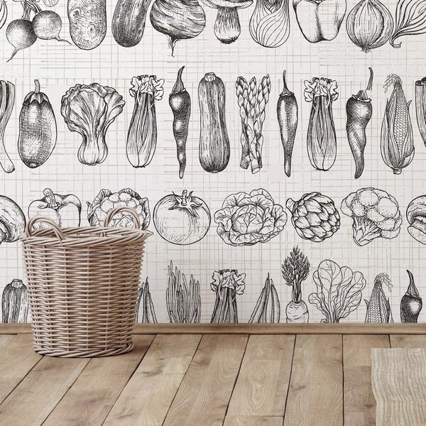 Retro Kitchen Wallpaper - Etsy