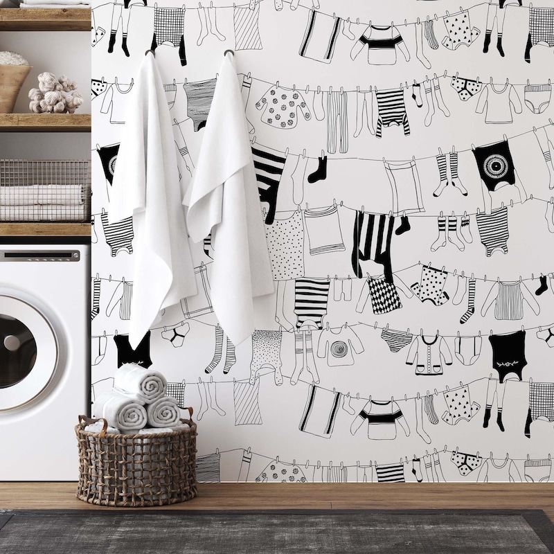 Laundry Wallpaper - Etsy