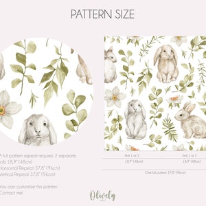 Cute Bunnies Nursery Wallpaper, Pastel Colors Wall Décor, DIY Peel and ...